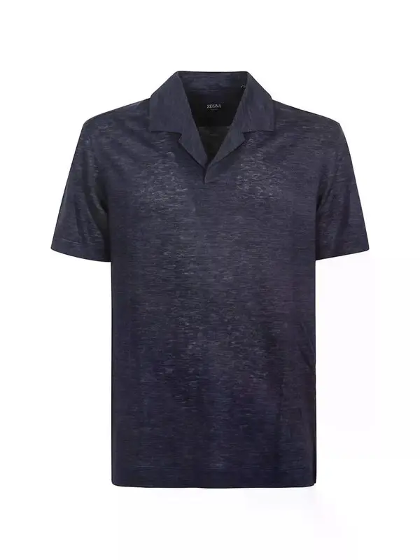 Zegna Slub-texture Spread-collar Polo Shirt - Blue