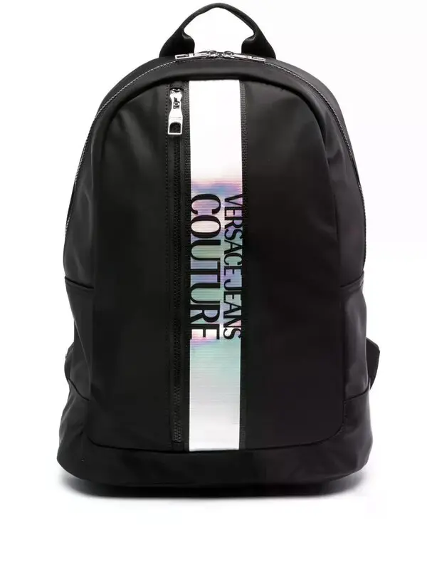 Versace Logo-stripe Laptop Backpack - Black