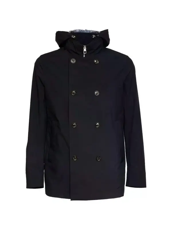 MONTECORE Double-breasted Hooded Coat - Black