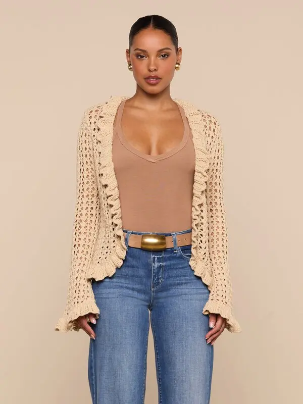 L'Agence Solaris Crocheted Cardigan - Sand Dune
