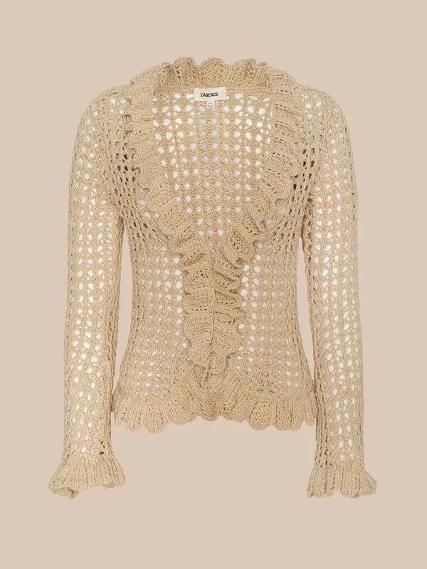 L'Agence Solaris Crocheted Cardigan - Sand Dune
