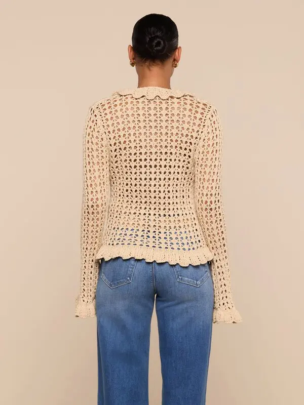 L'Agence Solaris Crocheted Cardigan - Sand Dune