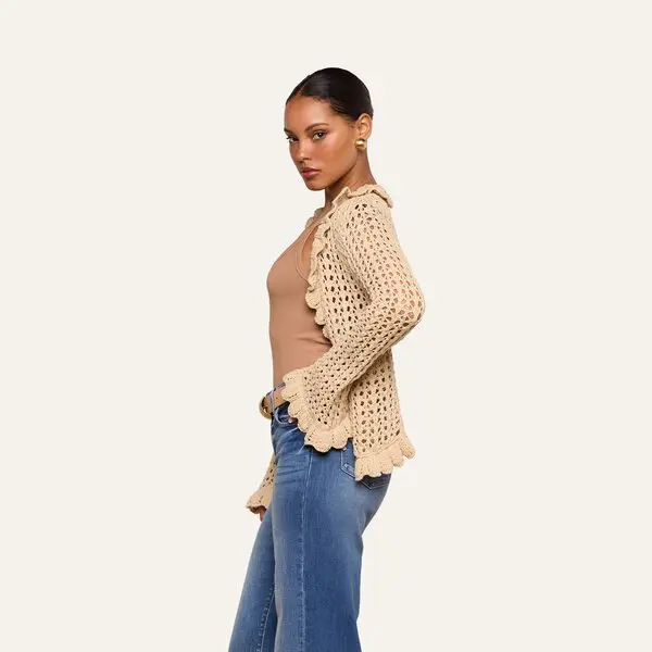 L'Agence Solaris Crocheted Cardigan - Sand Dune
