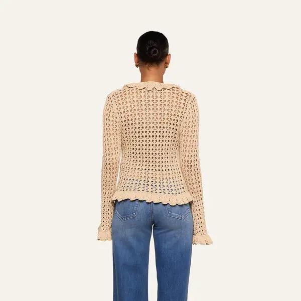 L'Agence Solaris Crocheted Cardigan - Sand Dune