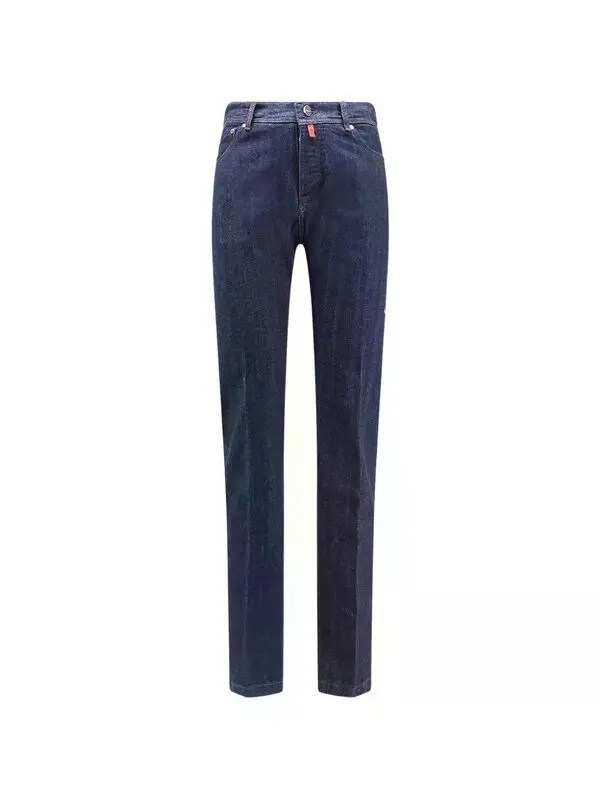 Kiton Belt-loop Buttoned Jeans - Blue