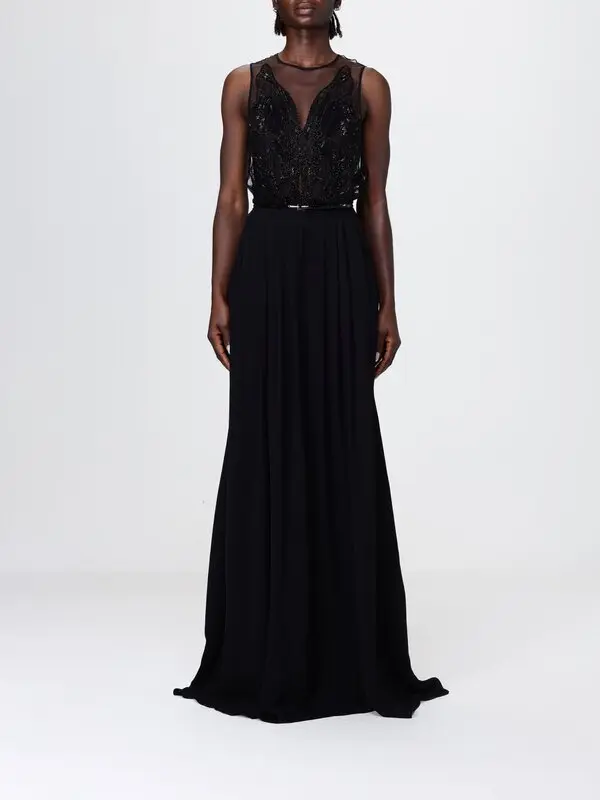Elisabetta Franchi Long Dress With Embroidered Beads
