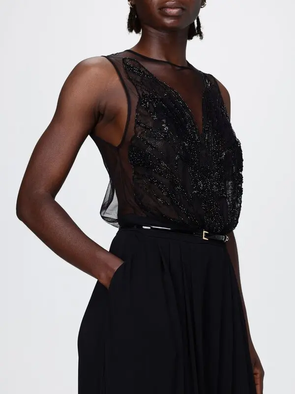 Elisabetta Franchi Long Dress With Embroidered Beads