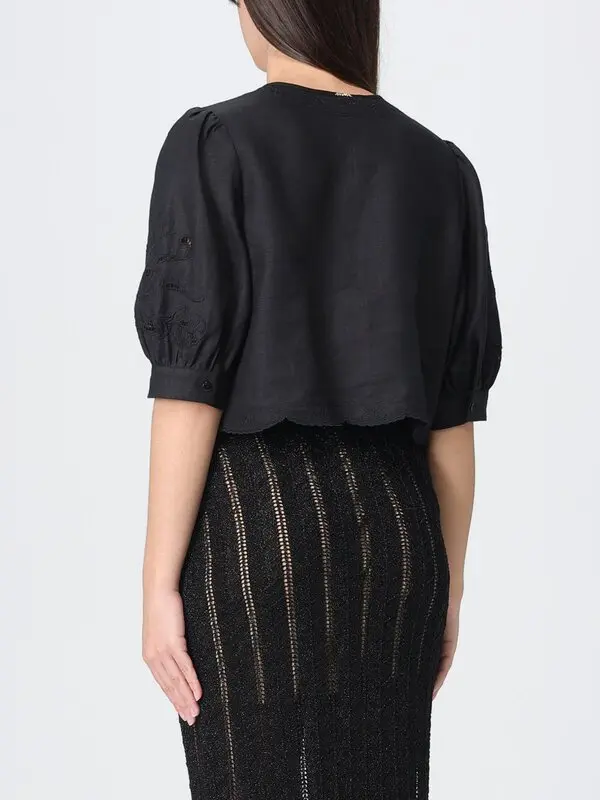 TWINSET Cropped Embroidered Top - Black