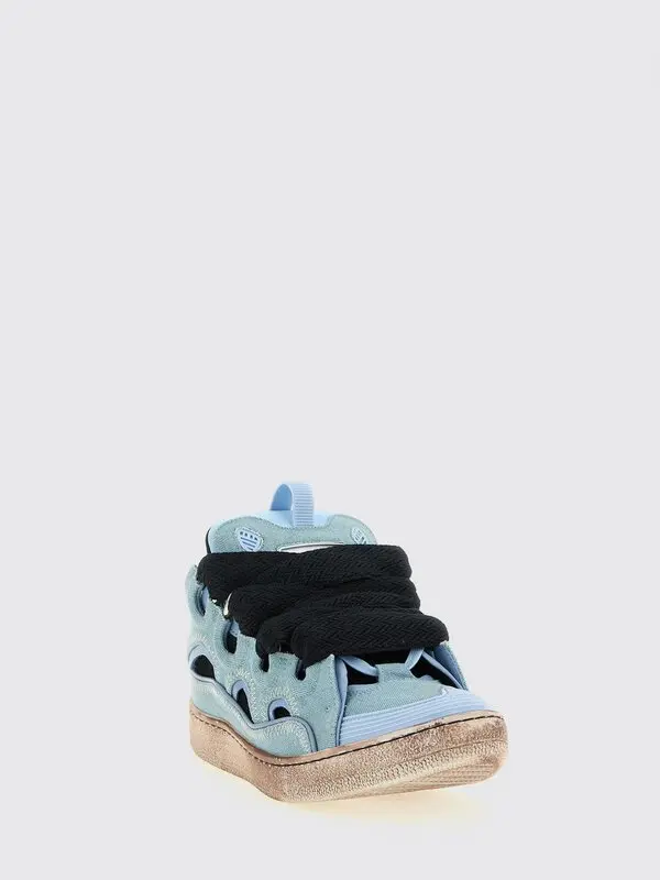 LANVIN Curb Cotton Canvas And Mesh Sneakers - Blue