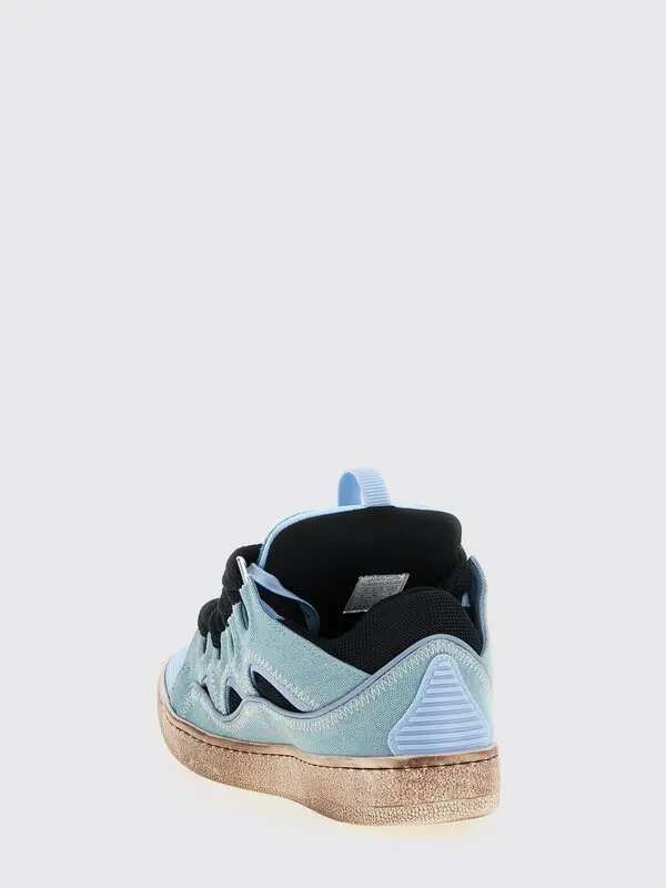 LANVIN Curb Cotton Canvas And Mesh Sneakers - Blue