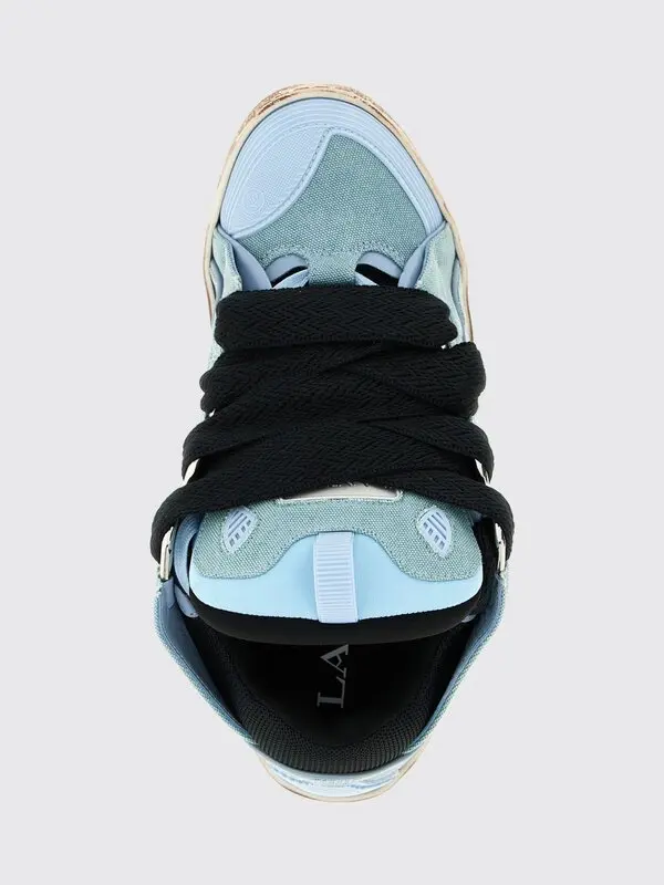 LANVIN Curb Cotton Canvas And Mesh Sneakers - Blue