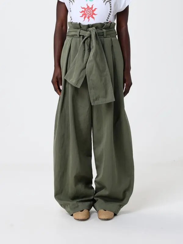 Balmain Wide-leg Cotton And Linen Blend Trousers - Green
