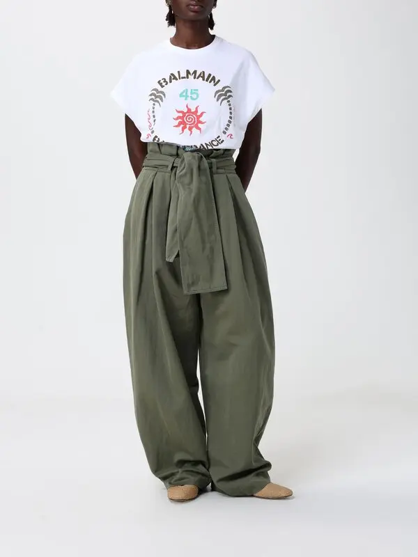 Balmain Wide-leg Cotton And Linen Blend Trousers
