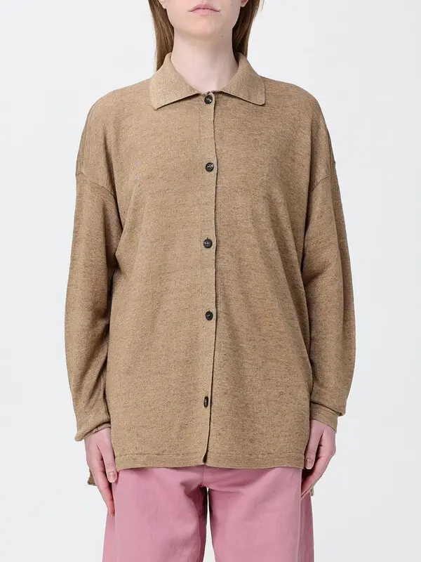 Max Mara Striped Linen Knit Polo Shirt - Black