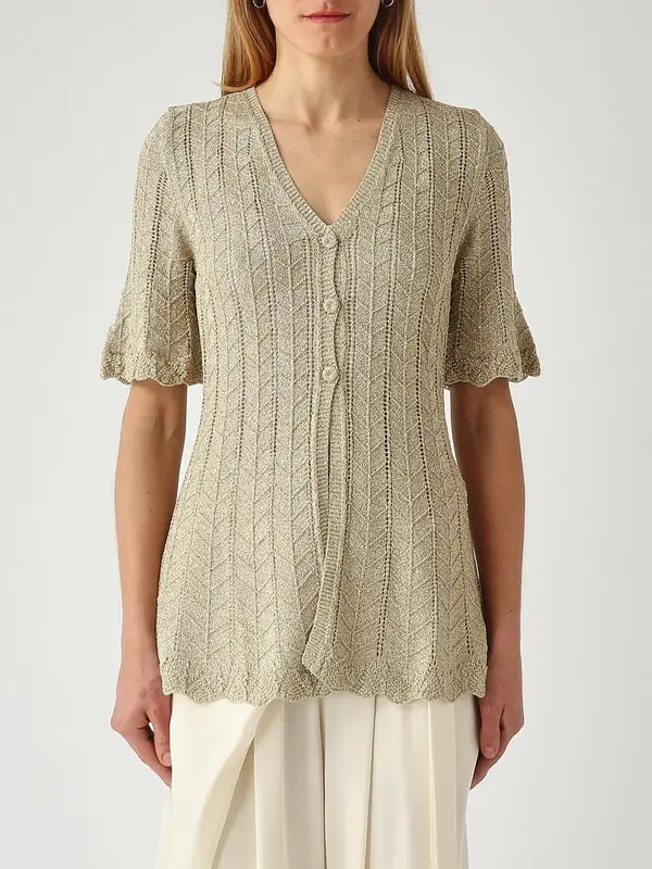 TWINSET Viscose Knit Cardigan With V-neck And Short Sleeves