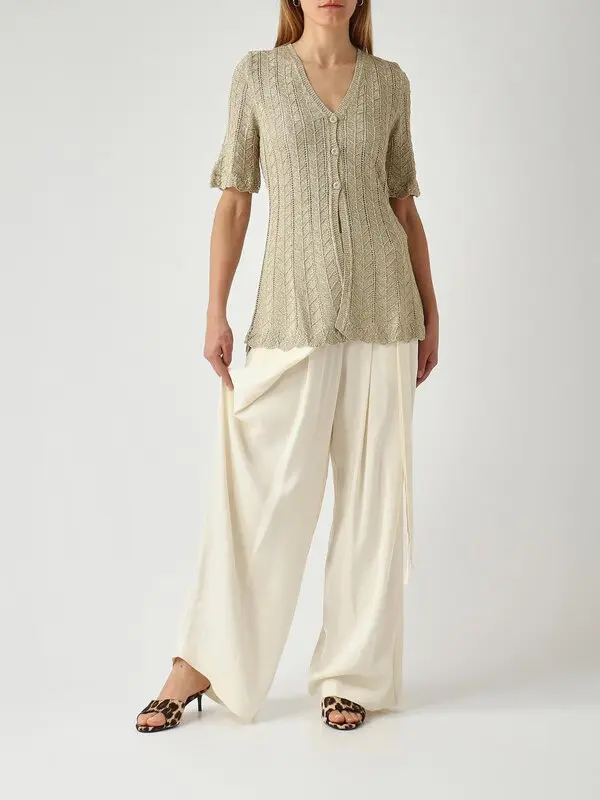 TWINSET Viscose Knit Cardigan With V-neck And Short Sleeves