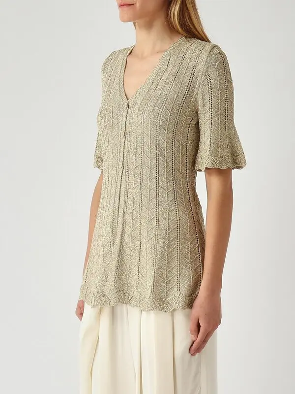 TWINSET Viscose Knit Cardigan With V-neck And Short Sleeves
