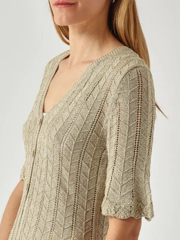TWINSET Viscose Knit Cardigan With V-neck And Short Sleeves