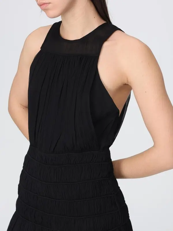 TWINSET Halterneck Shirred Maxi Dress - Black