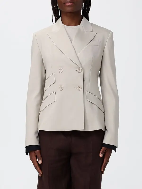 Max Mara Double-breasted Wool Blend Blazer - Beige