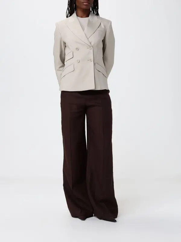 Max Mara Double-breasted Wool Blend Blazer - Beige