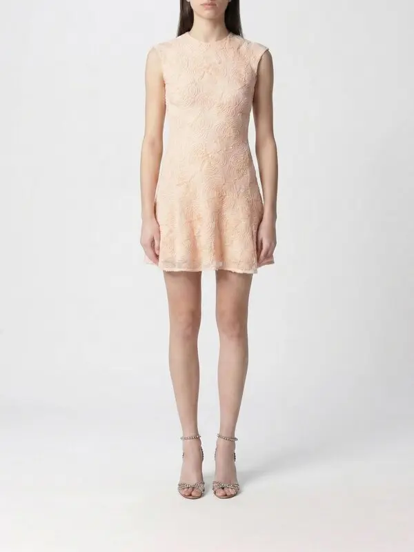 ROTATE BY BIRGER CHRISTENSEN Textured Embellished Mini Dress - Pink
