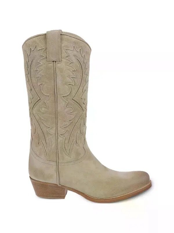 Sartore Topstitched Suede Boots