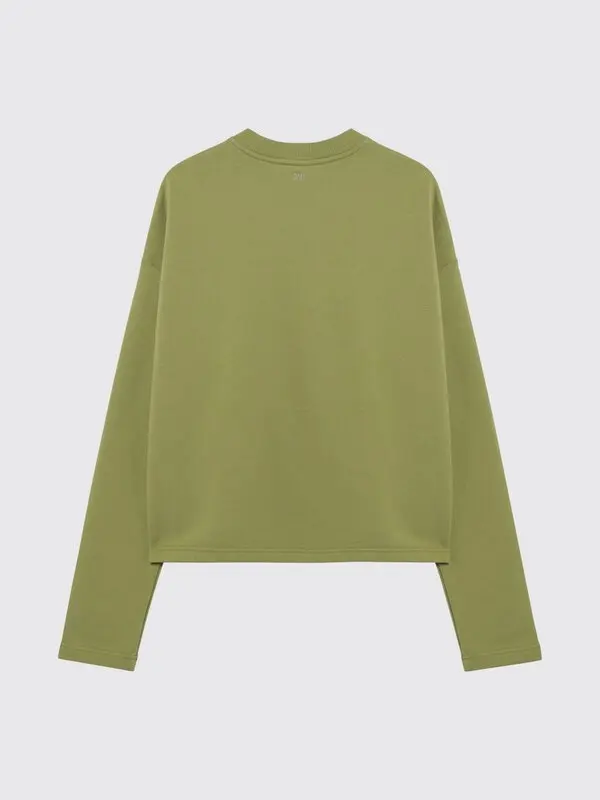 Ami Cropped Sweatshirt With Embroidered Logo - Green