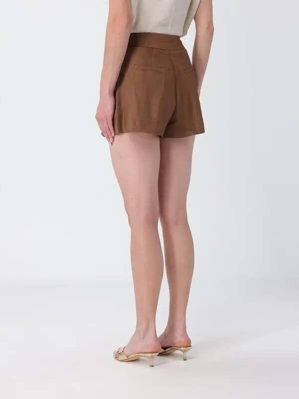 Elisabetta Franchi High Waisted Linen Blend Shorts - Brown