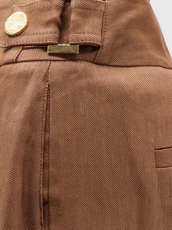 Elisabetta Franchi High Waisted Linen Blend Shorts - Brown