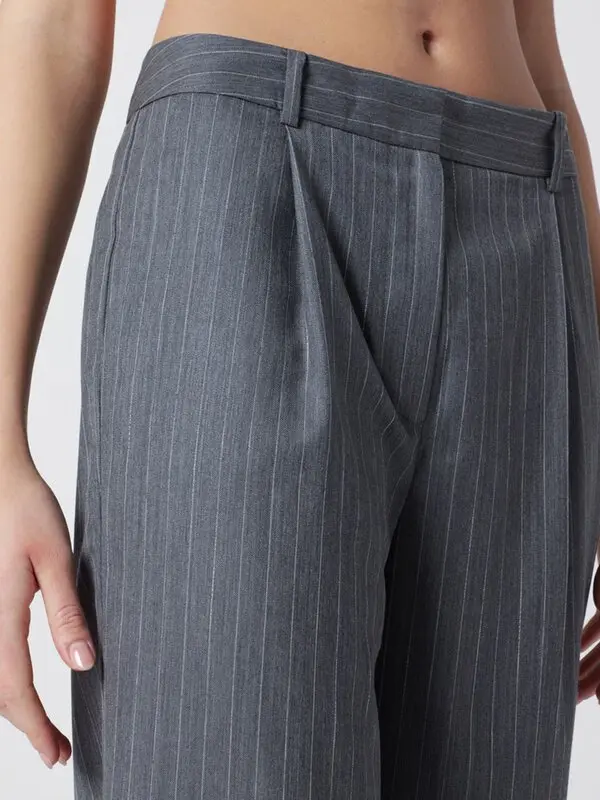 ANINE BING Pinstriped Wool Tailored Trousers