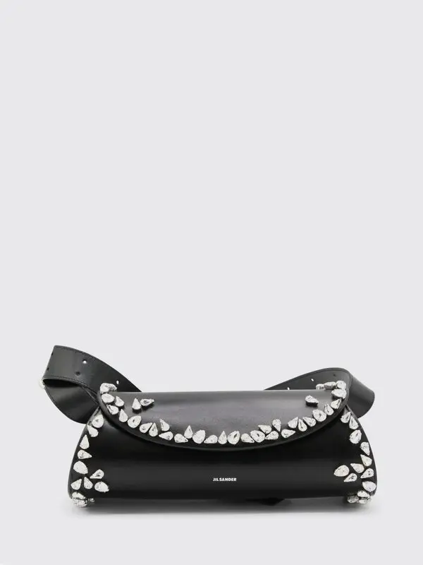 JIL SANDER Cannolo Leather Bag With Rhinestone Embellishments