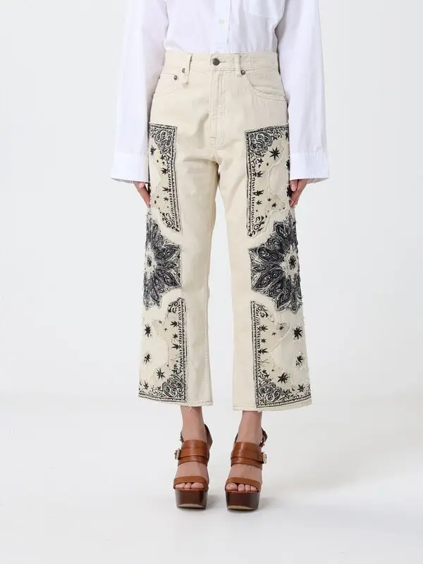 R13 Embroidered Cropped Fit Jeans