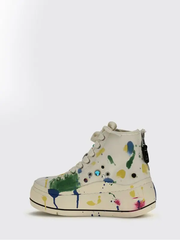 R13 High Top Lace Up Sneakers - White