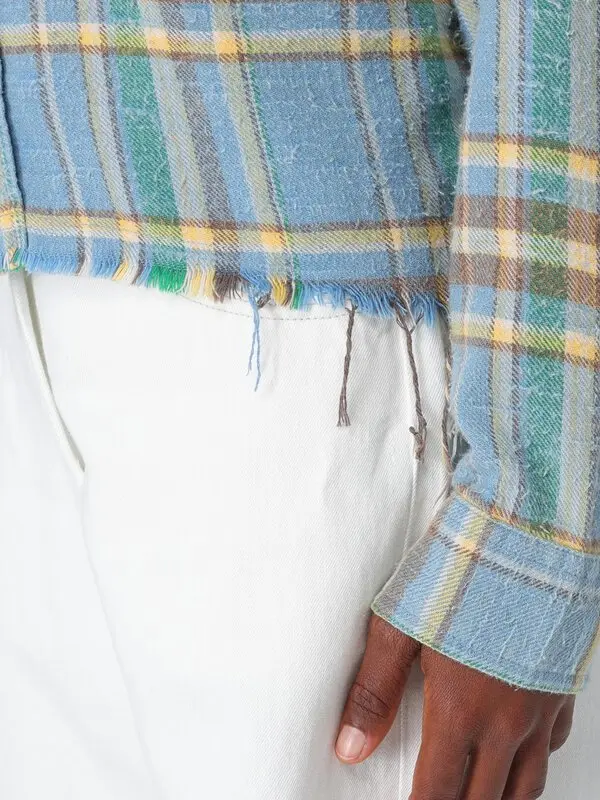 R13 Plaid Cropped Shirt - Blue