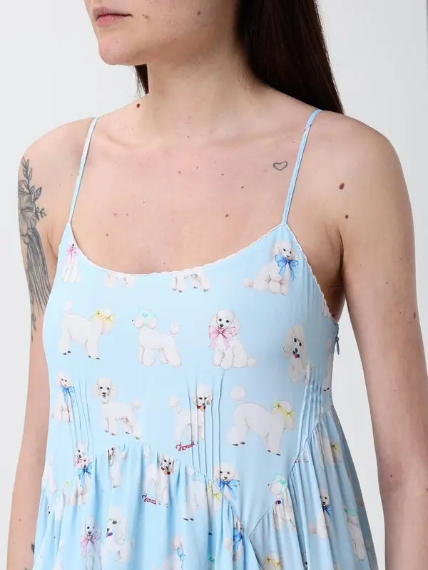 Fiorucci Viscose Maxi Dress With Graphic Print - Gnawed Blue