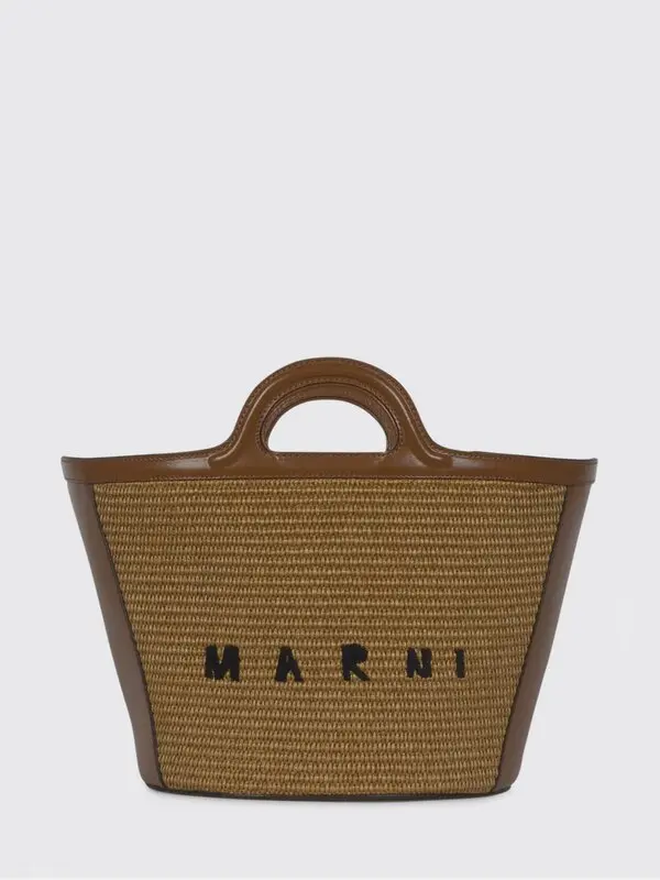 Marni Tropicalia Raffia And Leather Bag - Brown