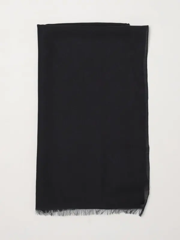 Emporio Armani Cotton Blend Stole With Eagle Jacquard - Blue