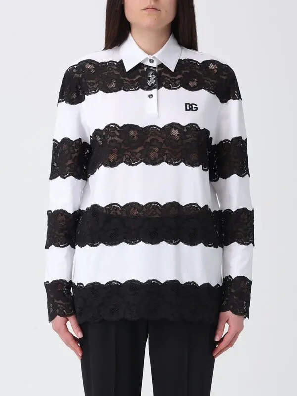 Dolce & Gabbana Lace Trimmed Polo Shirt
