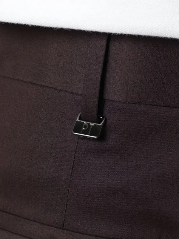 PT TORINO Stretch Cotton Tailored Trousers - Brown
