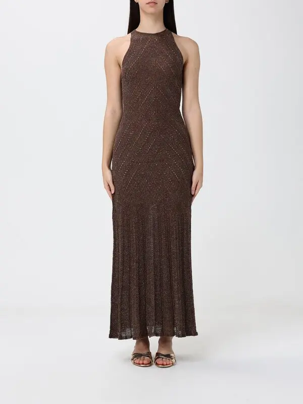 TWINSET Lurex Viscose Knit Halterneck Maxi Dress