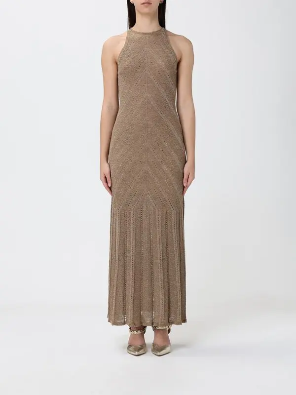TWINSET Lurex Viscose Knit Halterneck Maxi Dress - Green