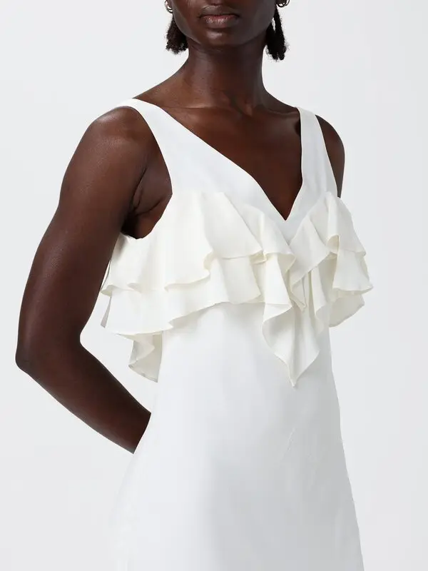 TWINSET Elegant Maxi Dress With Ruffled Front