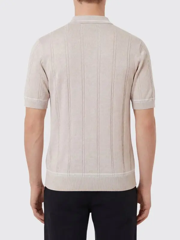 Eleventy Linen And Cotton Knit Polo Shirt
