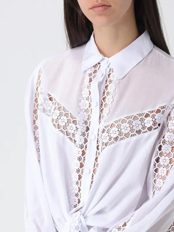 Charo Ruiz Ibiza Embroidered Lace Shirt - White