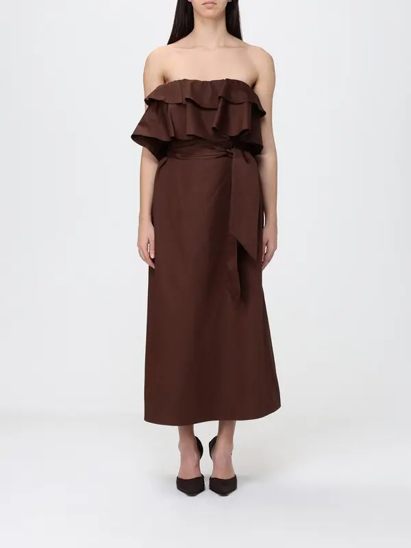 HANITA Ruffled Midi Dress - Ebony