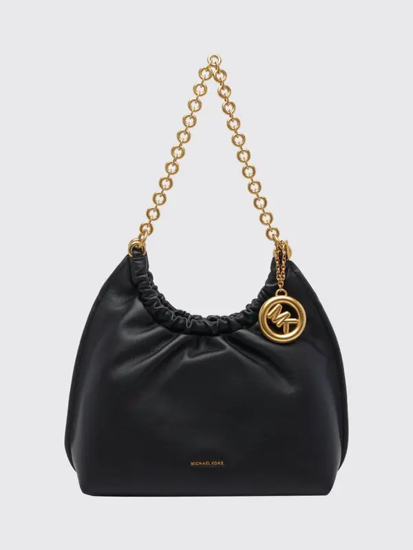 Michael Kors Leather Shoulder Bag With Chain Strap - Black