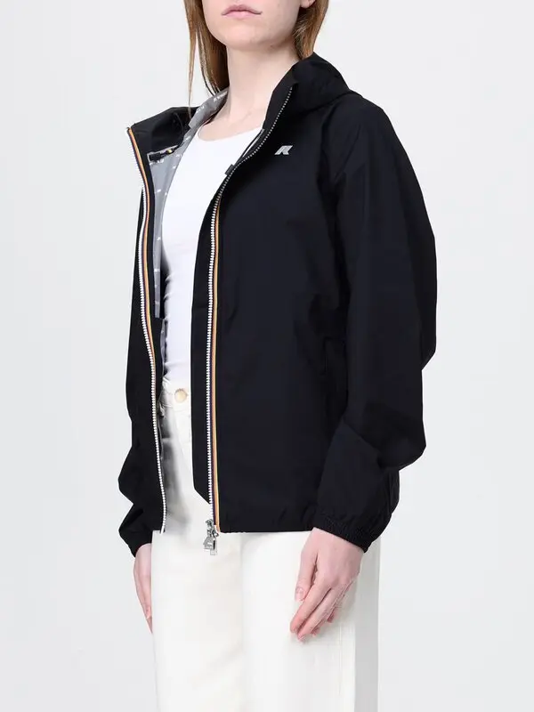 K-WAY Jacket With Hood And Zip-up Front - Black