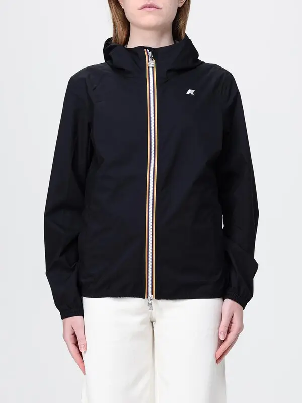 K-WAY Jacket With Hood And Zip-up Front - Black