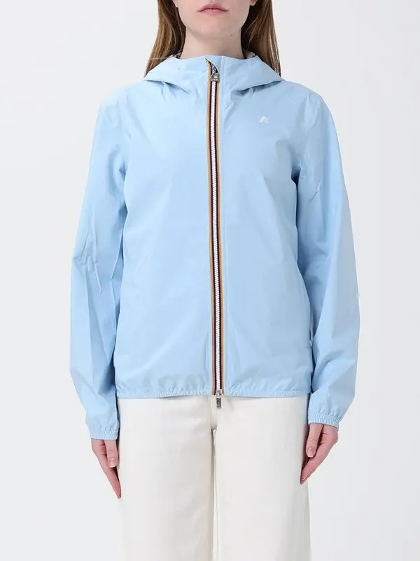 K-WAY Jacket With Hood And Zip-up Front - Gnawed Blue